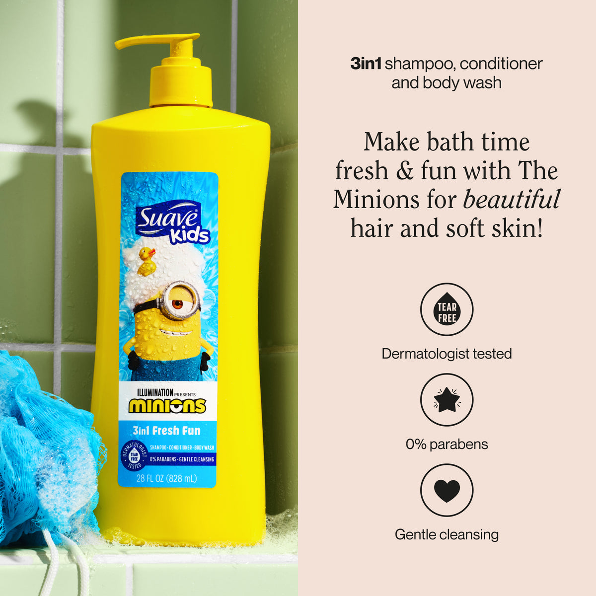 Minions 3-In-1 Shampoo, Conditioner, & Body Wash – Suave Brands Co.